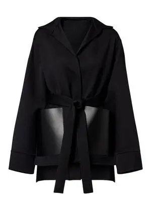 Alaïa Leather-trimmed Virgin Wool Wrap Jacket - Black