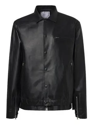 Sacai Leather Blouson Jacket - Black