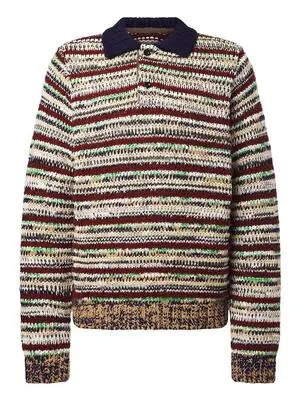 Sacai Striped Cotton-blend Polo Sweater - Multicoloured