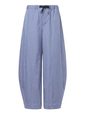 Sacai Striped Cotton Poplin Wide-leg Jeans - Blue