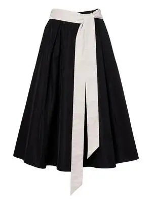 Max Mara Baschi Pleated Cotton-blend Midi Skirt - Black