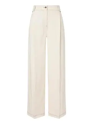 Max Mara Pleated Wide-leg Jeans - White