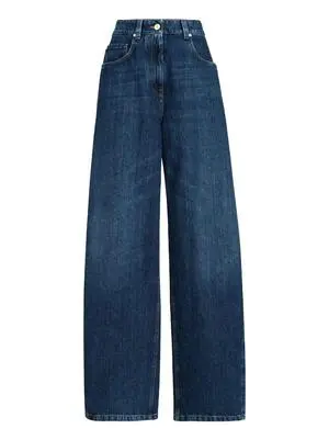 Brunello Cucinelli Wide Leg Denim Pants - Blue