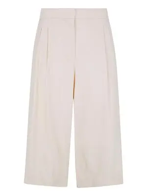 TWINSET Wide Leg Cropped Trousers - White