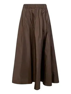 P.a.r.o.s.h Pimpy26" Taffeta Long Skirt - Brown