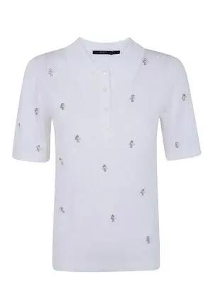 Seventy Viscose Rib Embroidered Polo Shirt - White