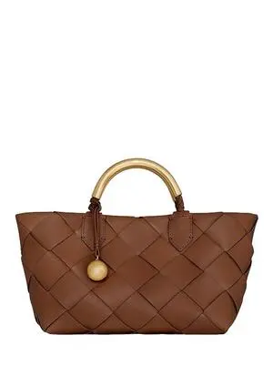 Rebecca Minkoff Mini Frankie Woven Leather Tote - Tawny