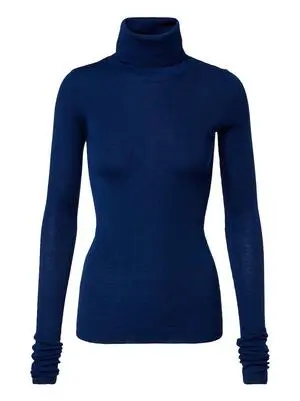 THE FRANKIE SHOP Wool And Cotton Turtleneck Sweater - Blue
