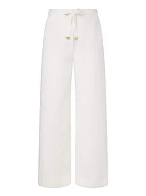 Max Mara Amedea Linen Wide-Leg Pants White