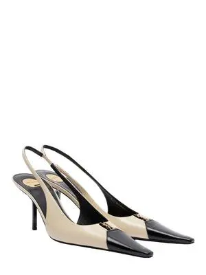 Saint Laurent Babylone Breteuil Leather Slingback Pumps - White