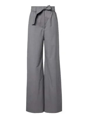 Max Mara Salpa Virgin Wool Wide-Leg Pants Grey
