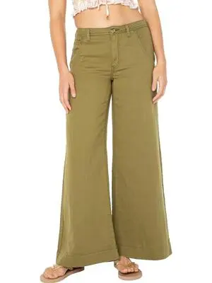Roxy Boogie Board Flare Cotton Twill Pants - Avocado
