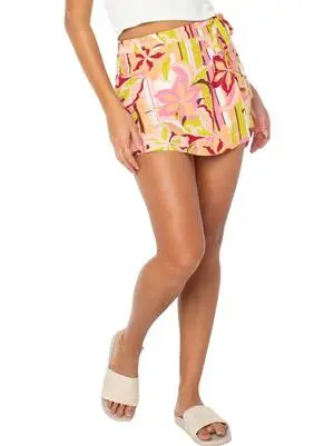 Roxy Floral Faux Wrap Skort - Strawberry Pink