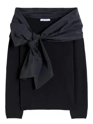 Max Mara Wool-blend Top With Bow Detail - Blue