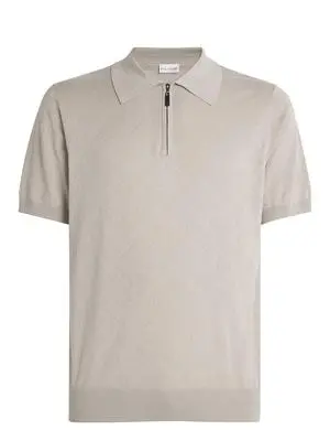 Pal Zileri Silk-cotton Zip Polo Shirt - Beige