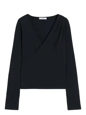 Max Mara Virgin Wool Wrap Top - Blue