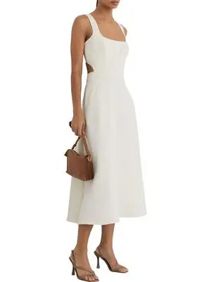 REISS Dina Cutout Back Fit & Flare Midi Dress - Ivory