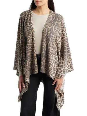Loveappella Leopard Print Shawl - Brown