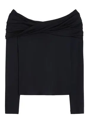 Max Mara Virgin Wool Draped Blouse - Blue