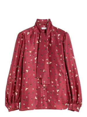 Max Mara Silk Printed Blouse - Red