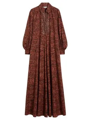 Max Mara Cotton Printed Kaftan Maxi Dress - Beige