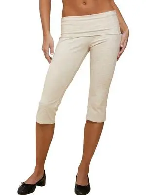 EDIKTED Rocio Foldover Capri Pants - Light-gray-melange