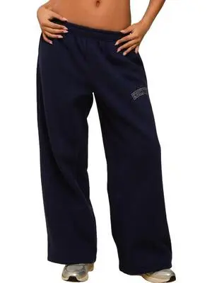 EDIKTED Major Logo Wide-leg Sweatpants - Navy