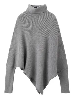 Mango Asymmetric Turtleneck Sweater - Medium Heather Grey