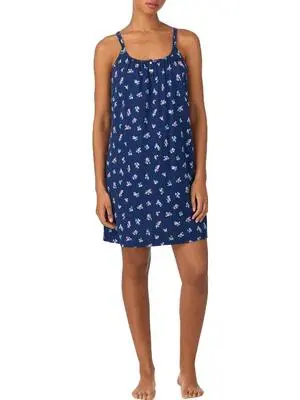 Ralph Lauren Printed Double Strap Nightgown - Navy Print