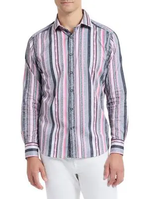 Robert Graham Bramshaw Mixed Stripe Stretch Cotton Button-up Shirt - Pink Multi