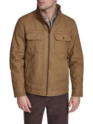LEVI'S Slub Cotton Military Jacket Brown