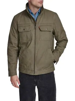 LEVI'S Slub Cotton Military Jacket Olive Tree