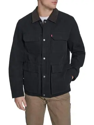 LEVI'S Corduroy Collar Cotton Canvas Jacket Black