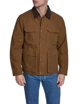 LEVI'S Corduroy Collar Cotton Canvas Jacket Brown