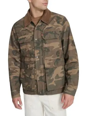 LEVI'S Corduroy Collar Cotton Canvas Jacket Faded Camo
