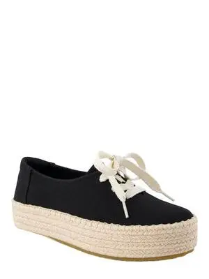 Toms Valencia Lace-up Platform Espadrille - Black