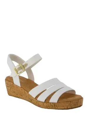 Toms Julis Ankle Strap Platform Wedge Sandal - White