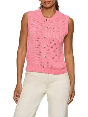 Sanctuary Cotton Pointelle Sleeveless Sweater - Bloom Pink