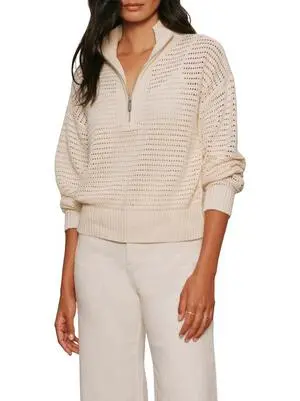 Sanctuary Open Stitch Half-zip Cotton-blend Sweater - Collagen