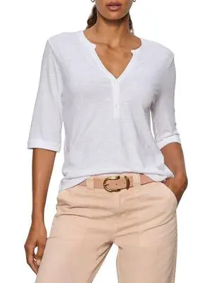 Sanctuary Rolled Sleeve V-Neck T-Shirt White