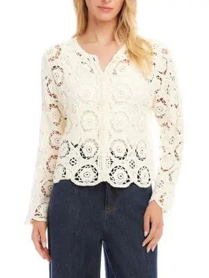KAREN KANE Open Stitch Button-Down Jacket
