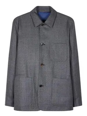 Paul Smith Check Wool Work Jacket - Blue