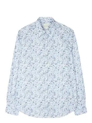 Paul Smith Pale Slim-fit 'pencil Floral' Shirt - Blue