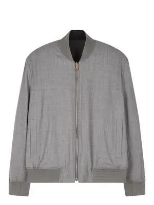 Paul Smith Bi-stretch Wool Blend Reversible Bomber Jacket - Grey