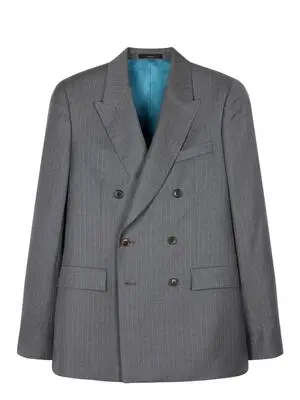 Paul Smith Tailored-fit Pinstripe Wool Double Breasted Blazer - Grey