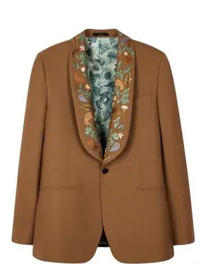 Paul Smith Fresco Wool Embroidered-lapel Blazer - Brown