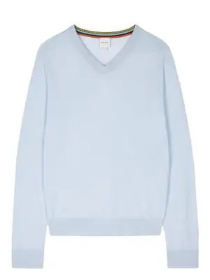Paul Smith Merino Wool V-neck Sweater - Blue