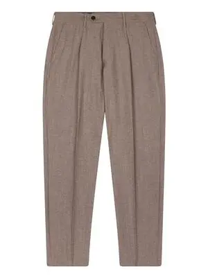 Paul Smith Recycled Cotton-blend Pleated Trousers - Brown