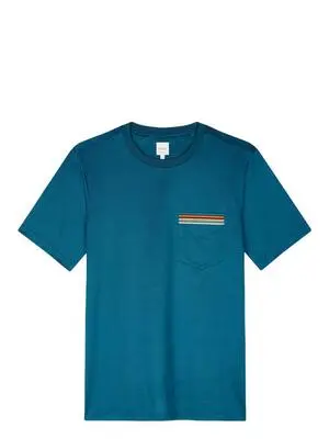 Paul Smith Petrol 'signature Stripe' Pocket T-shirt - Blue