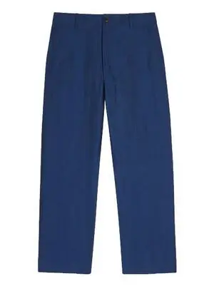 Paul Smith Cotton-linen Elastic-back Trousers - Blue